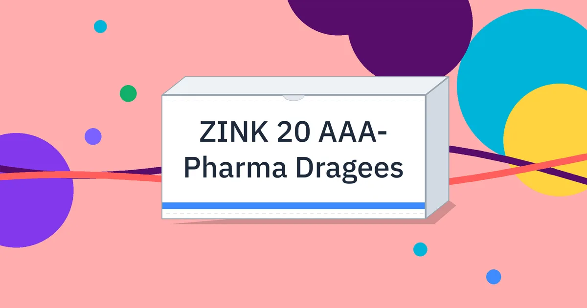 Symbolbild: Packung mit der Aufschrift ZINK 20 AAA-Pharma Dragees (PZN 00790077) – Verfügbarkeit und Bezug in Apotheken in Frankfurt am Main