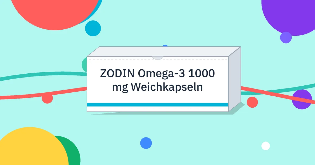 Symbolbild: Packung mit der Aufschrift ZODIN Omega-3 1000 mg Weichkapseln (PZN 16329802) – Verfügbarkeit und Bezug in Apotheken in Frankfurt am Main