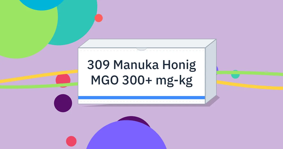 Symbolbild: Packung mit der Aufschrift 309 Manuka Honig MGO 300+ mg-kg (PZN 16893000) – Verfügbarkeit und Bezug in Apotheken in Frankfurt am Main