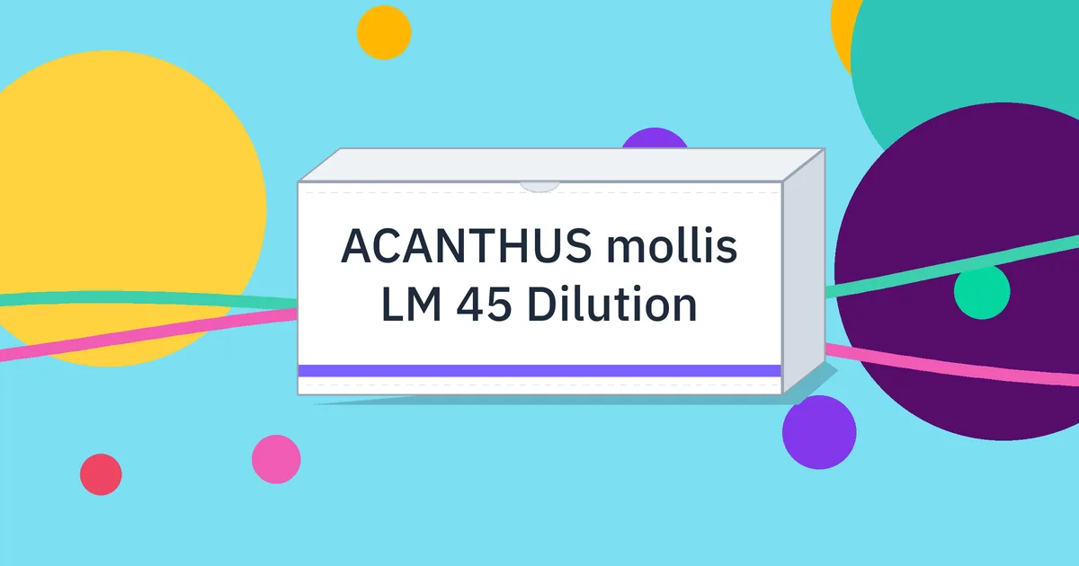 Symbolbild: Packung mit der Aufschrift ACANTHUS mollis LM 45 Dilution (PZN 13263729) – Verfügbarkeit und Bezug in Apotheken in Frankfurt am Main