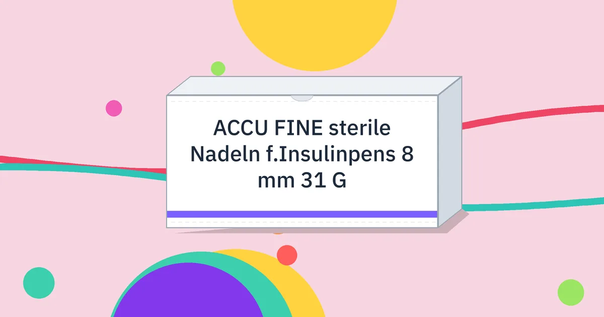 Symbolbild: Packung mit der Aufschrift ACCU FINE sterile Nadeln f.Insulinpens 8 mm 31 G (PZN 14201044) – Verfügbarkeit und Bezug in Apotheken in Frankfurt am Main