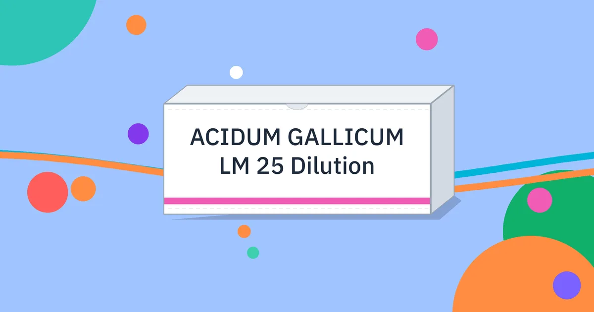 Symbolbild: Packung mit der Aufschrift ACIDUM GALLICUM LM 25 Dilution (PZN 13275833) – Verfügbarkeit und Bezug in Apotheken in Frankfurt am Main