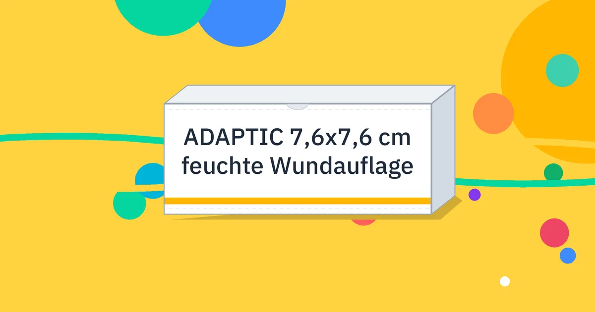 Symbolbild: Packung mit der Aufschrift ADAPTIC 7,6x7,6 cm feuchte Wundauflage (PZN 04739937) – Verfügbarkeit und Bezug in Apotheken in Frankfurt am Main