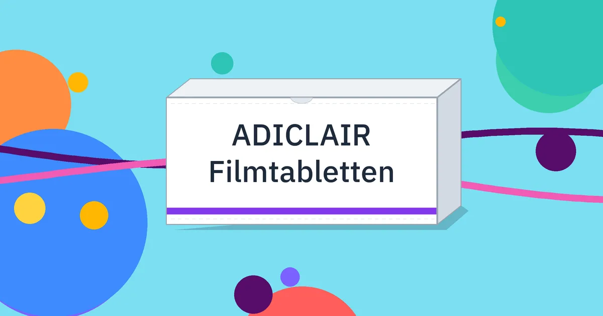 Symbolbild: Packung mit der Aufschrift ADICLAIR Filmtabletten (PZN 03690100) – Verfügbarkeit und Bezug in Apotheken in Frankfurt am Main