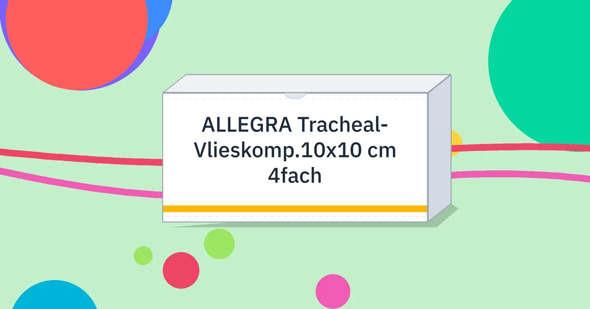 Symbolbild: Packung mit der Aufschrift ALLEGRA Tracheal-Vlieskomp.10x10 cm 4fach (PZN 11113701) – Verfügbarkeit und Bezug in Apotheken in Frankfurt am Main