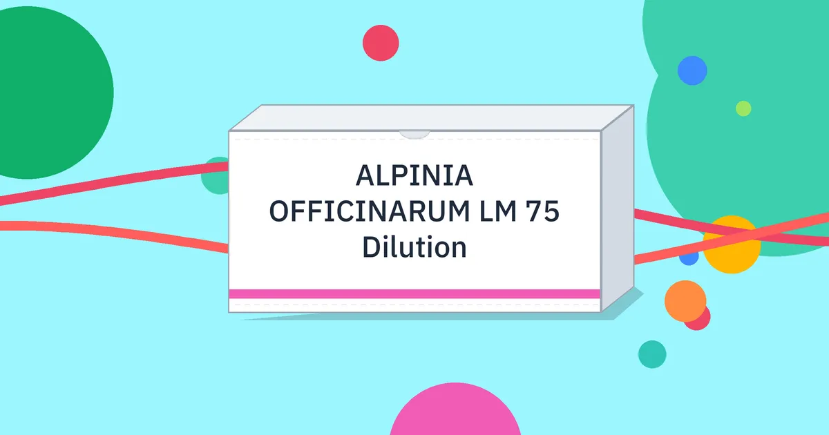 Symbolbild: Packung mit der Aufschrift ALPINIA OFFICINARUM LM 75 Dilution (PZN 13314131) – Verfügbarkeit und Bezug in Apotheken in Frankfurt am Main