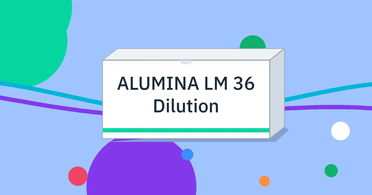 Symbolbild: Packung mit der Aufschrift ALUMINA LM 36 Dilution (PZN 12758653) – Verfügbarkeit und Bezug in Apotheken in Frankfurt am Main