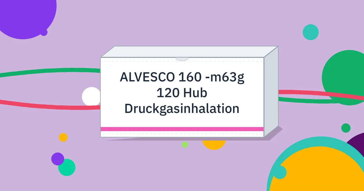 Symbolbild: Packung mit der Aufschrift ALVESCO 160 -m63g 120 Hub Druckgasinhalation (PZN 15889841) – Verfügbarkeit und Bezug in Apotheken in Frankfurt am Main