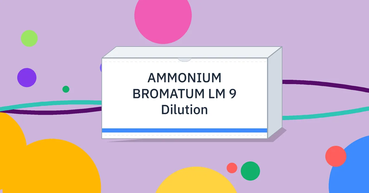 Symbolbild: Packung mit der Aufschrift AMMONIUM BROMATUM LM 9 Dilution (PZN 13320350) – Verfügbarkeit und Bezug in Apotheken in Frankfurt am Main