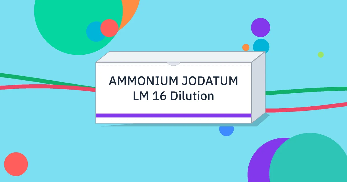 Symbolbild: Packung mit der Aufschrift AMMONIUM JODATUM LM 16 Dilution (PZN 13321378) – Verfügbarkeit und Bezug in Apotheken in Frankfurt am Main