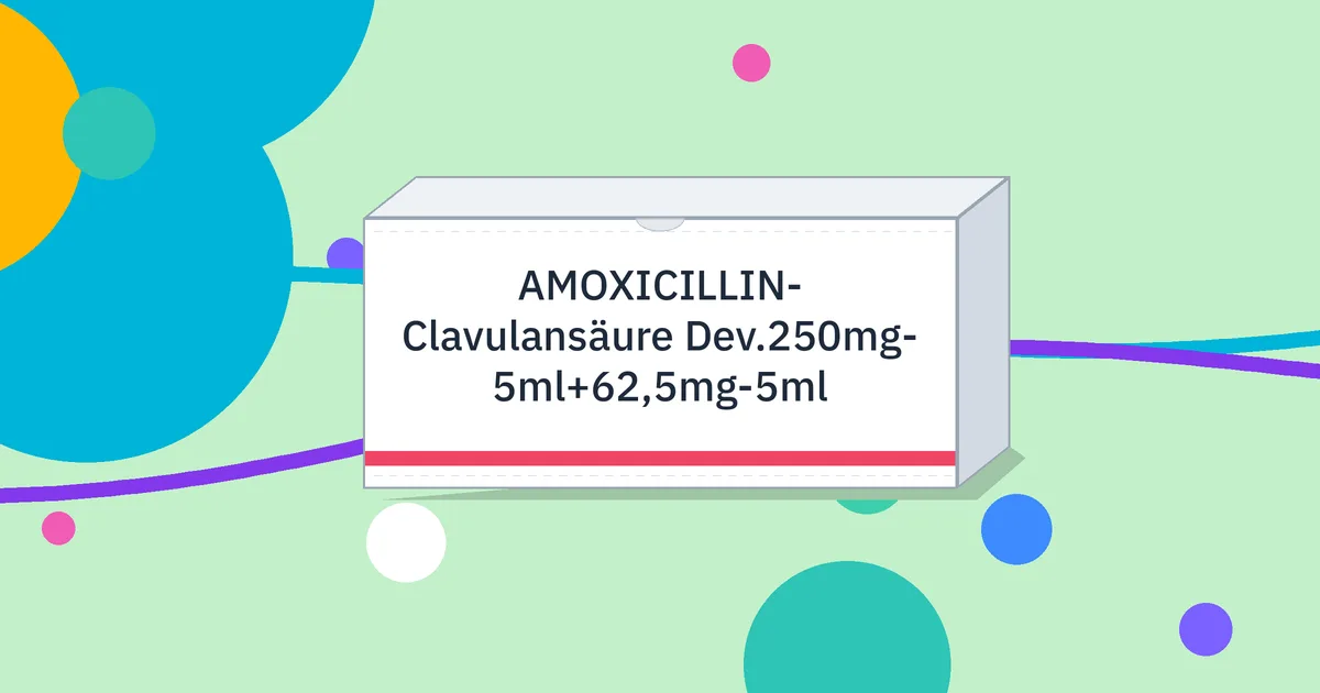 Symbolbild: Packung mit der Aufschrift AMOXICILLIN-Clavulansäure Dev.250mg-5ml+62,5mg-5ml (PZN 13574613) – Verfügbarkeit und Bezug in Apotheken in Frankfurt am Main