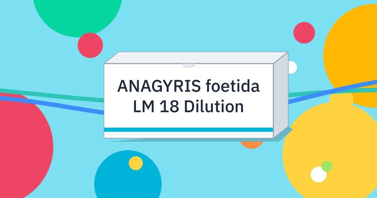 Symbolbild: Packung mit der Aufschrift ANAGYRIS foetida LM 18 Dilution (PZN 13328400) – Verfügbarkeit und Bezug in Apotheken in Frankfurt am Main