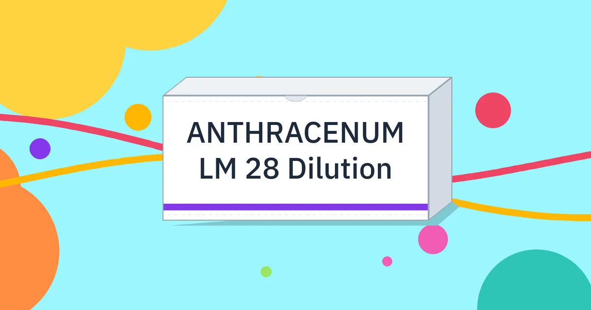 Symbolbild: Packung mit der Aufschrift ANTHRACENUM LM 28 Dilution (PZN 13370477) – Verfügbarkeit und Bezug in Apotheken in Frankfurt am Main