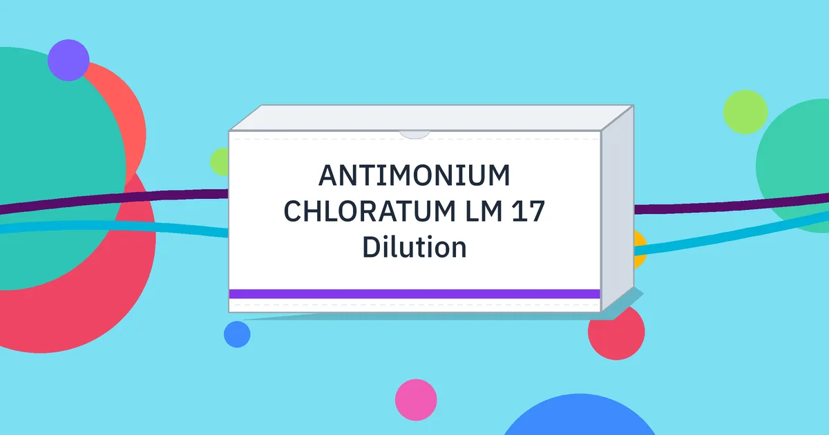 Symbolbild: Packung mit der Aufschrift ANTIMONIUM CHLORATUM LM 17 Dilution (PZN 13372677) – Verfügbarkeit und Bezug in Apotheken in Frankfurt am Main