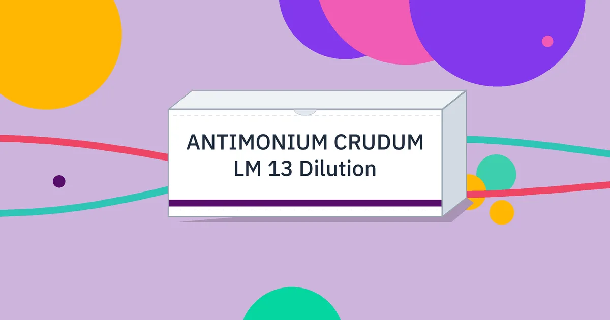 Symbolbild: Packung mit der Aufschrift ANTIMONIUM CRUDUM LM 13 Dilution (PZN 12763789) – Verfügbarkeit und Bezug in Apotheken in Frankfurt am Main
