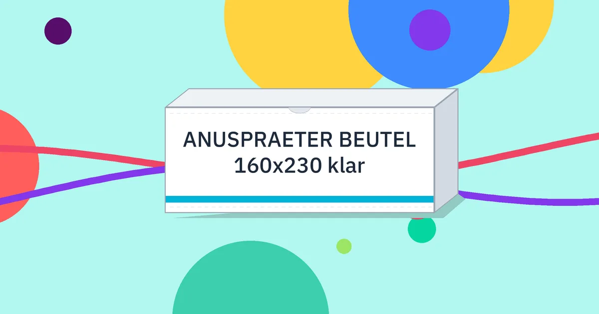 Symbolbild: Packung mit der Aufschrift ANUSPRAETER BEUTEL 160x230 klar (PZN 01960937) – Verfügbarkeit und Bezug in Apotheken in Frankfurt am Main