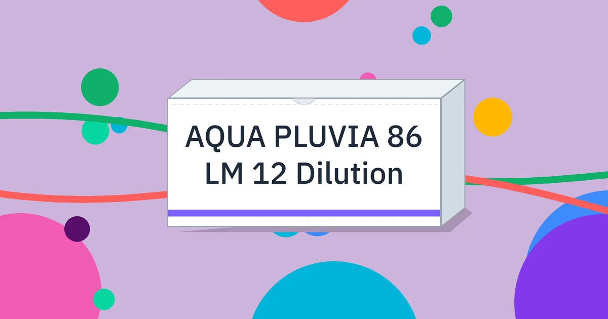Symbolbild: Packung mit der Aufschrift AQUA PLUVIA 86 LM 12 Dilution (PZN 12766428) – Verfügbarkeit und Bezug in Apotheken in Frankfurt am Main