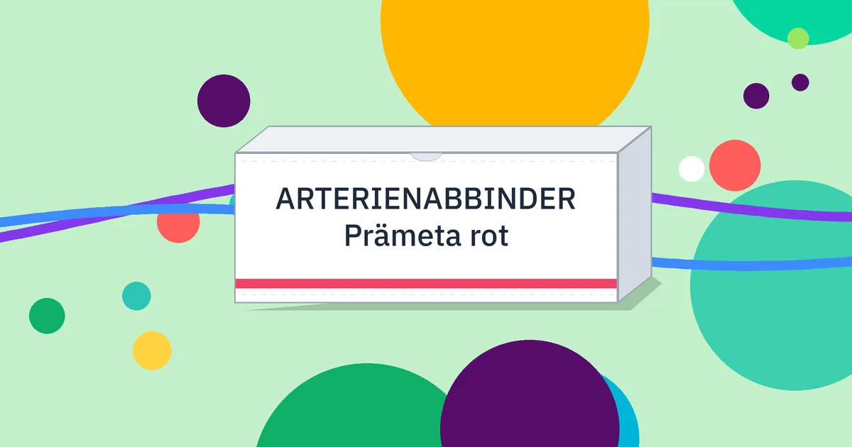 Symbolbild: Packung mit der Aufschrift ARTERIENABBINDER Prämeta rot (PZN 02438290) – Verfügbarkeit und Bezug in Apotheken in Frankfurt am Main