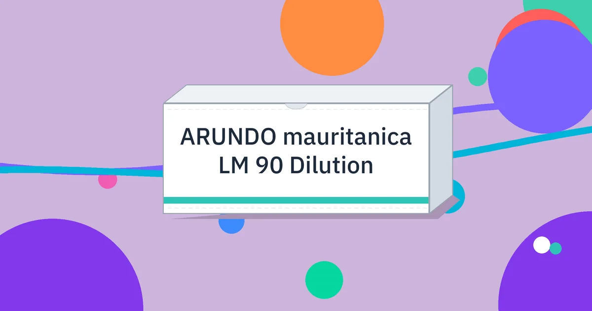 Symbolbild: Packung mit der Aufschrift ARUNDO mauritanica LM 90 Dilution (PZN 12781391) – Verfügbarkeit und Bezug in Apotheken in Frankfurt am Main