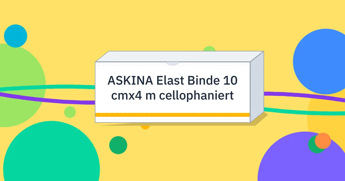 Symbolbild: Packung mit der Aufschrift ASKINA Elast Binde 10 cmx4 m cellophaniert (PZN 12735178) – Verfügbarkeit und Bezug in Apotheken in Frankfurt am Main