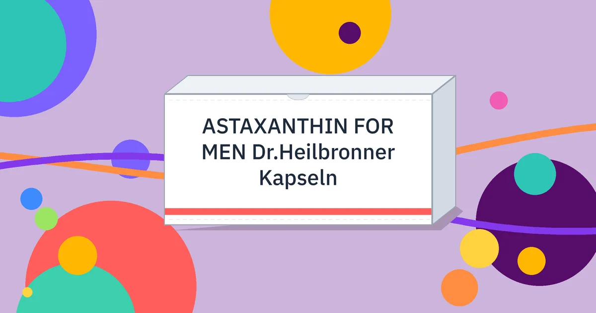 Symbolbild: Packung mit der Aufschrift ASTAXANTHIN FOR MEN Dr.Heilbronner Kapseln (PZN 17989096) – Verfügbarkeit und Bezug in Apotheken in Frankfurt am Main