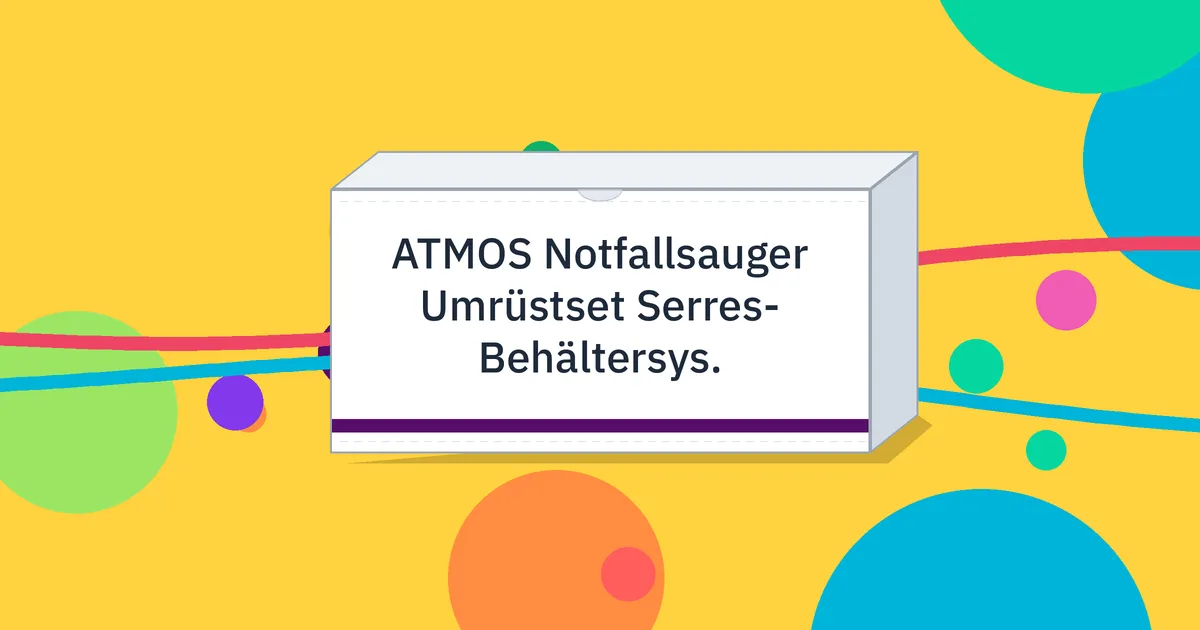 Symbolbild: Packung mit der Aufschrift ATMOS Notfallsauger Umrüstset Serres-Behältersys. (PZN 11549456) – Verfügbarkeit und Bezug in Apotheken in Frankfurt am Main