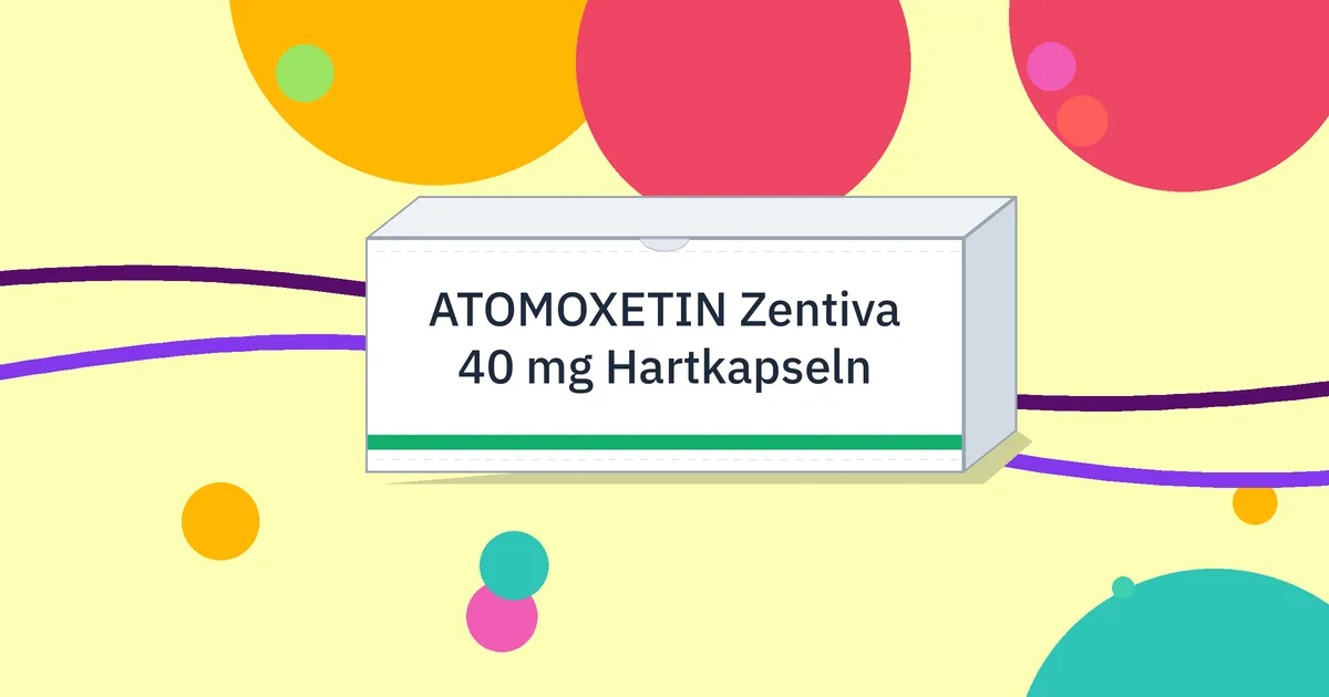 Symbolbild: Packung mit der Aufschrift ATOMOXETIN Zentiva 40 mg Hartkapseln (PZN 14313464) – Verfügbarkeit und Bezug in Apotheken in Frankfurt am Main