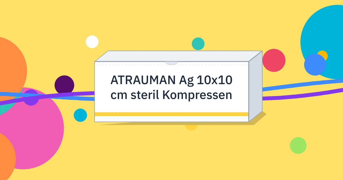 Symbolbild: Packung mit der Aufschrift ATRAUMAN Ag 10x10 cm steril Kompressen (PZN 20008624) – Verfügbarkeit und Bezug in Apotheken in Frankfurt am Main