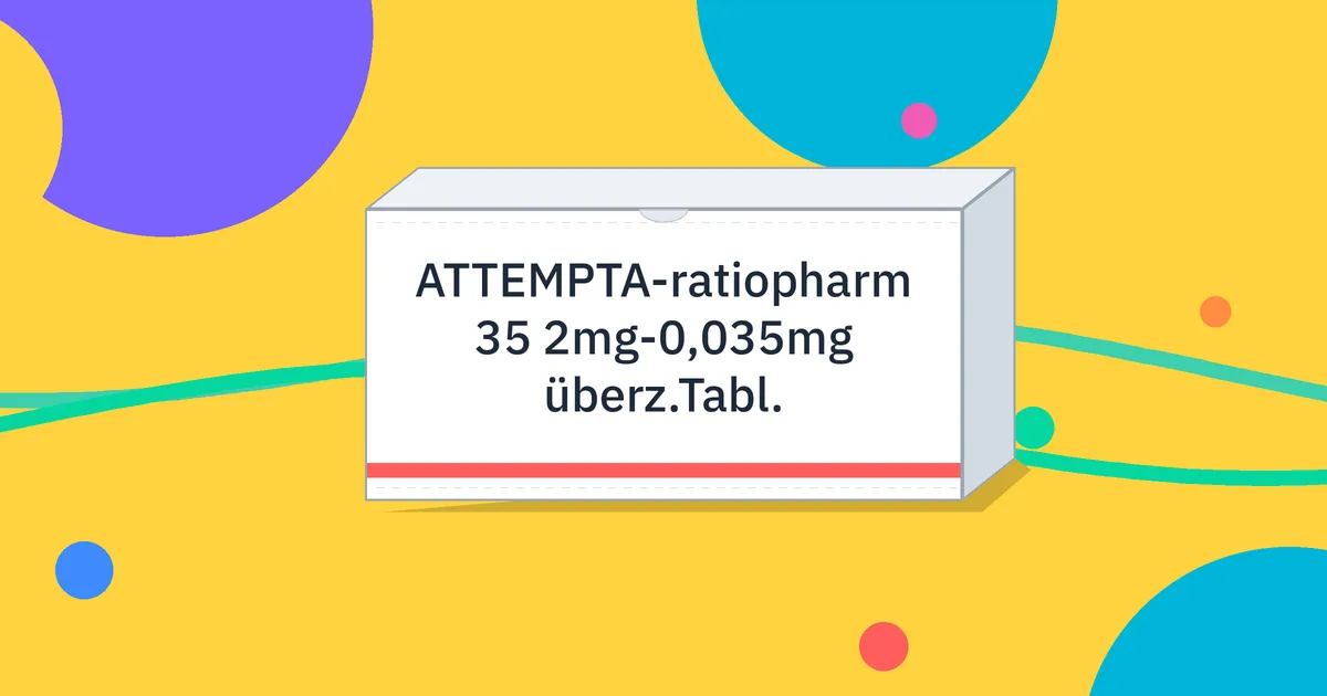 Symbolbild: Packung mit der Aufschrift ATTEMPTA-ratiopharm 35 2mg-0,035mg überz.Tabl. (PZN 03691447) – Verfügbarkeit und Bezug in Apotheken in Frankfurt am Main
