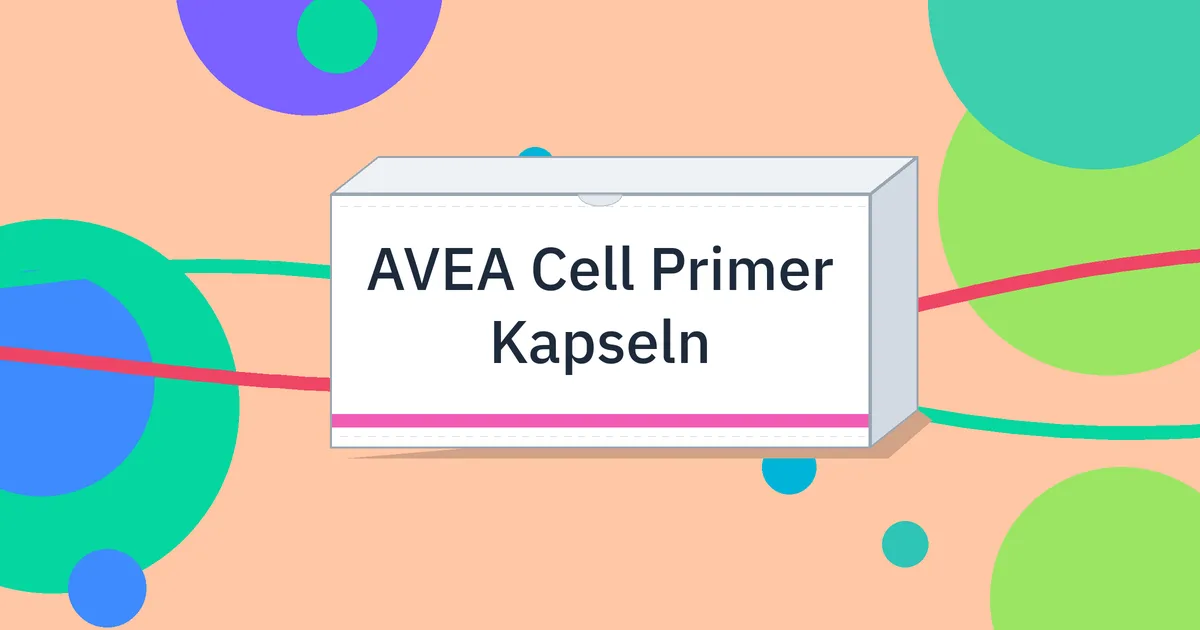 Symbolbild: Packung mit der Aufschrift AVEA Cell Primer Kapseln (PZN 19815957) – Verfügbarkeit und Bezug in Apotheken in Frankfurt am Main
