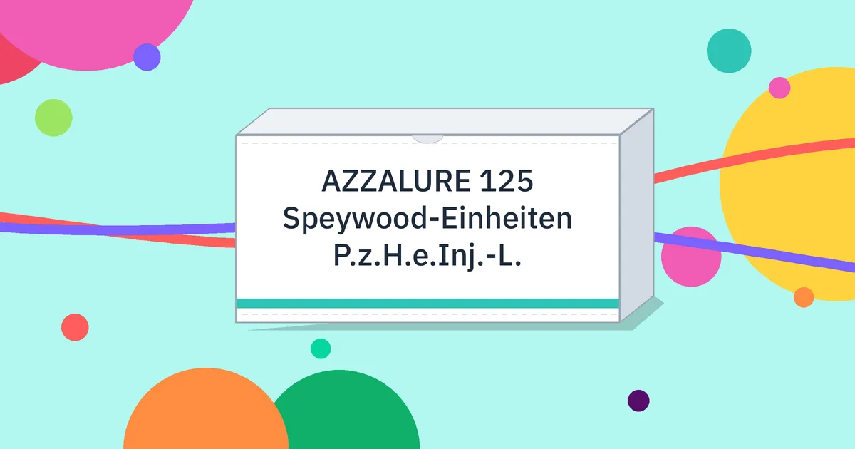 Symbolbild: Packung mit der Aufschrift AZZALURE 125 Speywood-Einheiten P.z.H.e.Inj.-L. (PZN 16203024) – Verfügbarkeit und Bezug in Apotheken in Frankfurt am Main