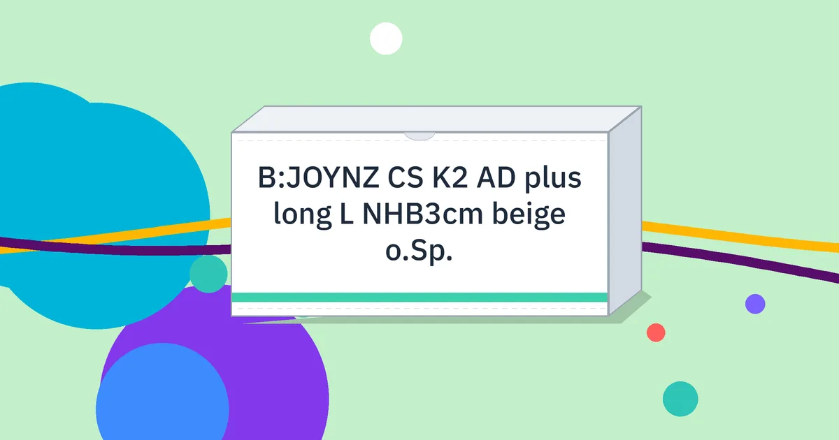 Symbolbild: Packung mit der Aufschrift B:JOYNZ CS K2 AD plus long L NHB3cm beige o.Sp. (PZN 20527169) – Verfügbarkeit und Bezug in Apotheken in Frankfurt am Main