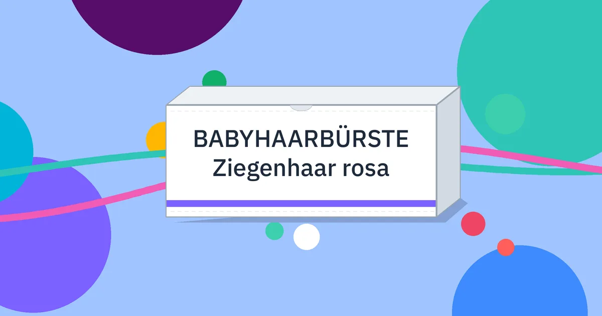 Symbolbild: Packung mit der Aufschrift BABYHAARBÜRSTE Ziegenhaar rosa (PZN 01724645) – Verfügbarkeit und Bezug in Apotheken in Frankfurt am Main