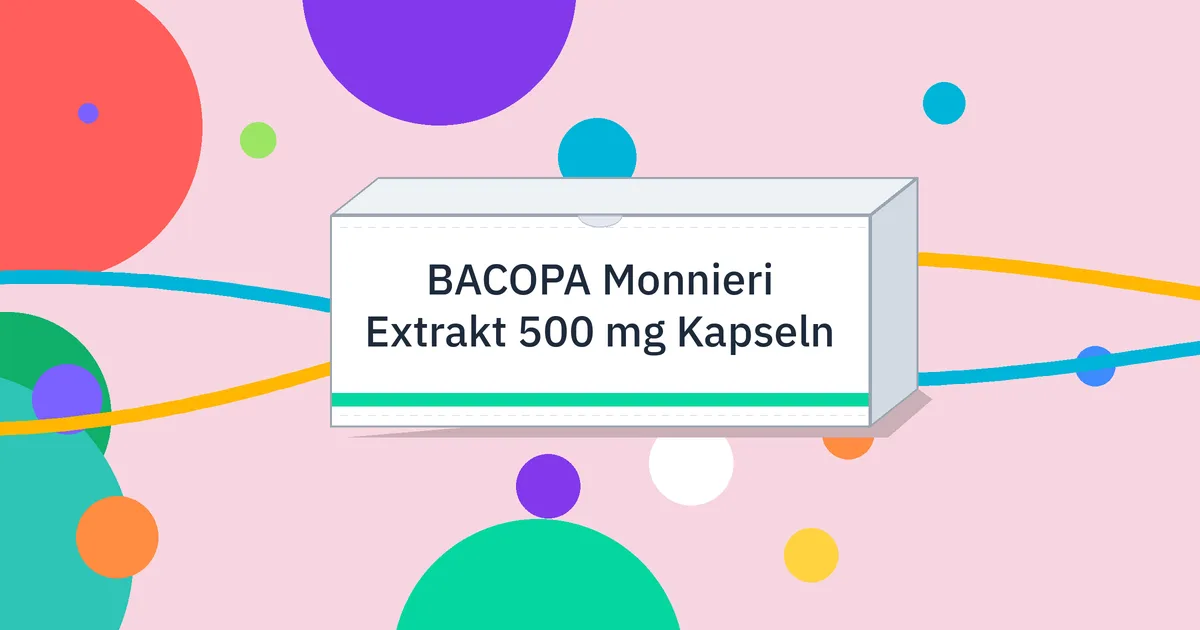 Symbolbild: Packung mit der Aufschrift BACOPA Monnieri Extrakt 500 mg Kapseln (PZN 14276214) – Verfügbarkeit und Bezug in Apotheken in Frankfurt am Main