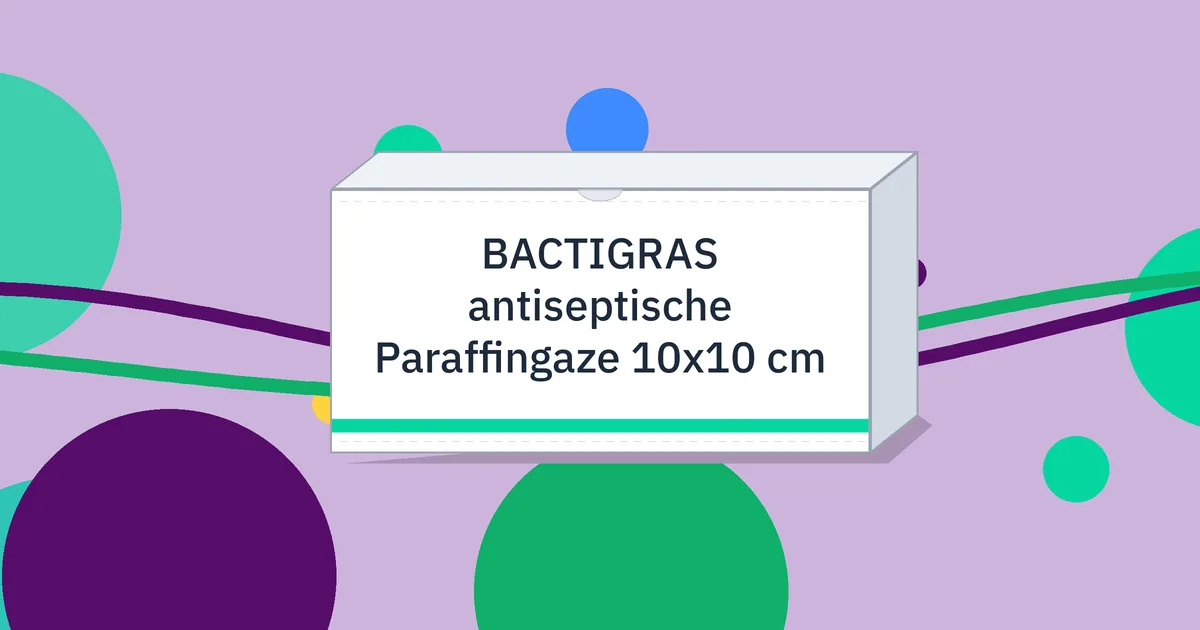 Symbolbild: Packung mit der Aufschrift BACTIGRAS antiseptische Paraffingaze 10x10 cm (PZN 17548802) – Verfügbarkeit und Bezug in Apotheken in Frankfurt am Main