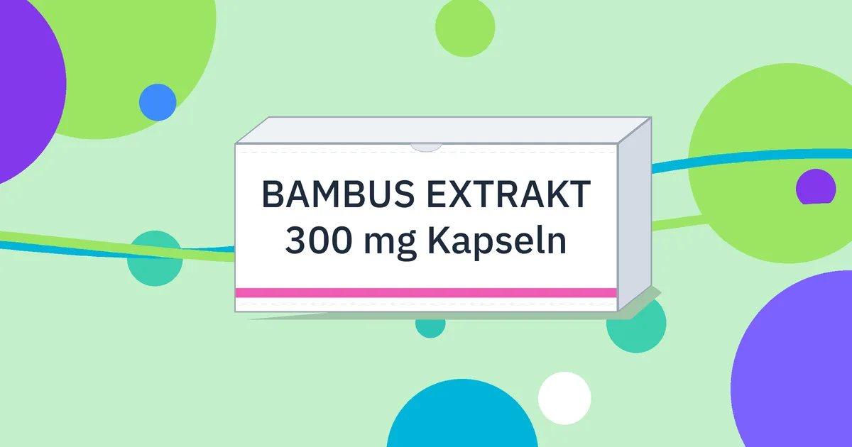 Symbolbild: Packung mit der Aufschrift BAMBUS EXTRAKT 300 mg Kapseln (PZN 19642592) – Verfügbarkeit und Bezug in Apotheken in Frankfurt am Main