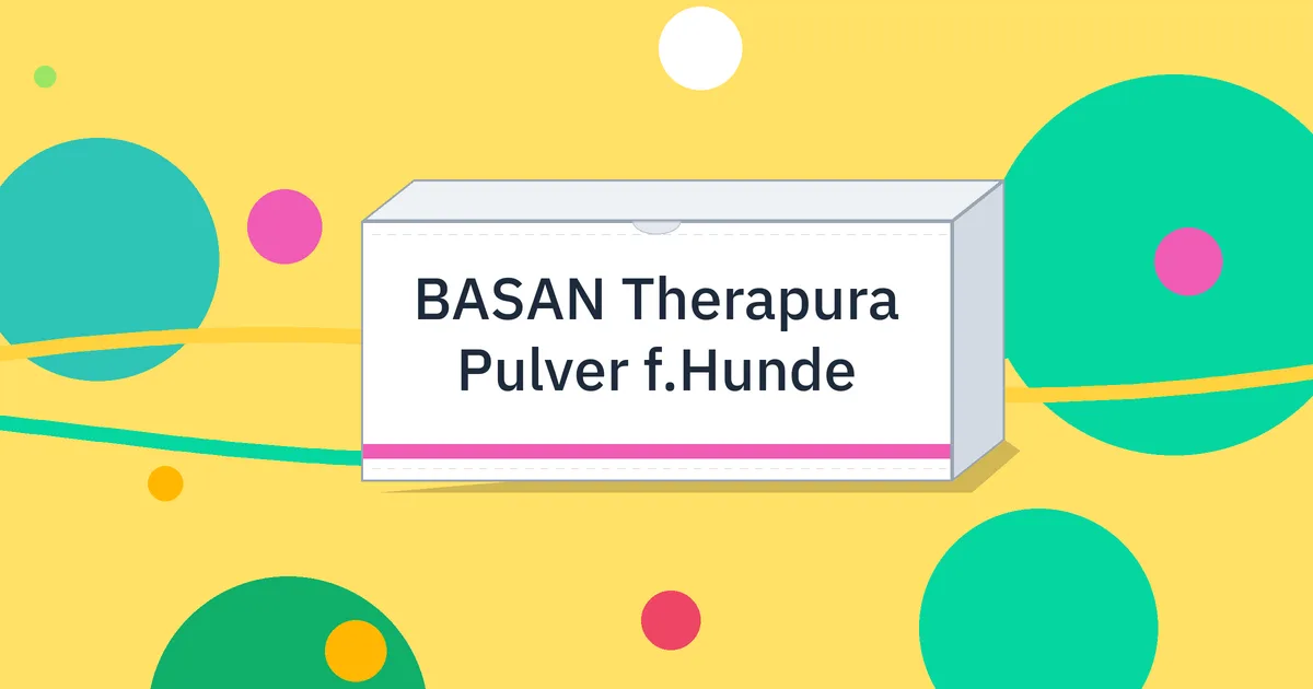 Symbolbild: Packung mit der Aufschrift BASAN Therapura Pulver f.Hunde (PZN 19208826) – Verfügbarkeit und Bezug in Apotheken in Frankfurt am Main