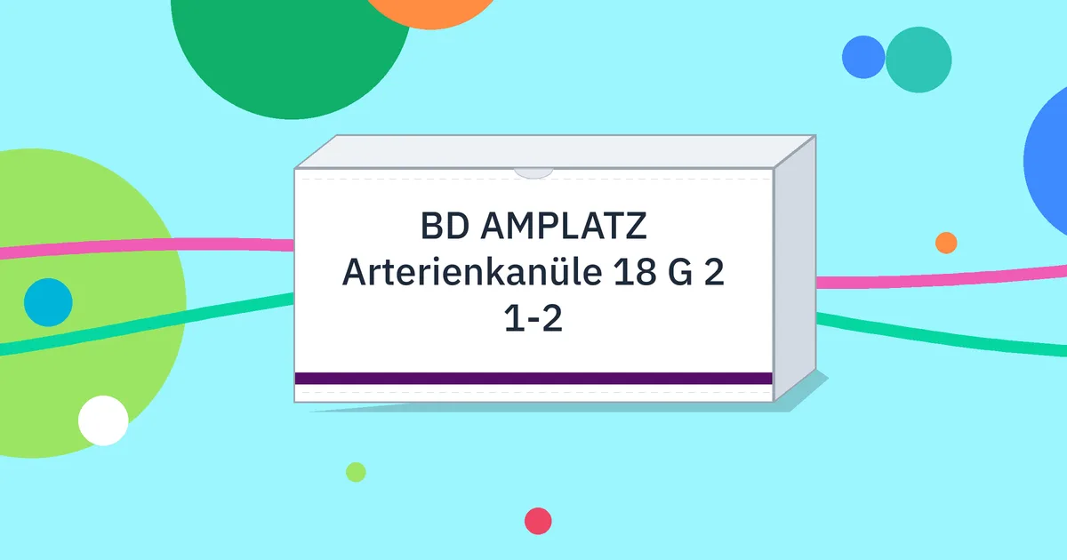 Symbolbild: Packung mit der Aufschrift BD AMPLATZ Arterienkanüle 18 G 2 1-2 (PZN 07664594) – Verfügbarkeit und Bezug in Apotheken in Frankfurt am Main