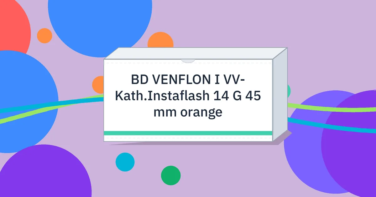 Symbolbild: Packung mit der Aufschrift BD VENFLON I VV-Kath.Instaflash 14 G 45 mm orange (PZN 20274107) – Verfügbarkeit und Bezug in Apotheken in Frankfurt am Main