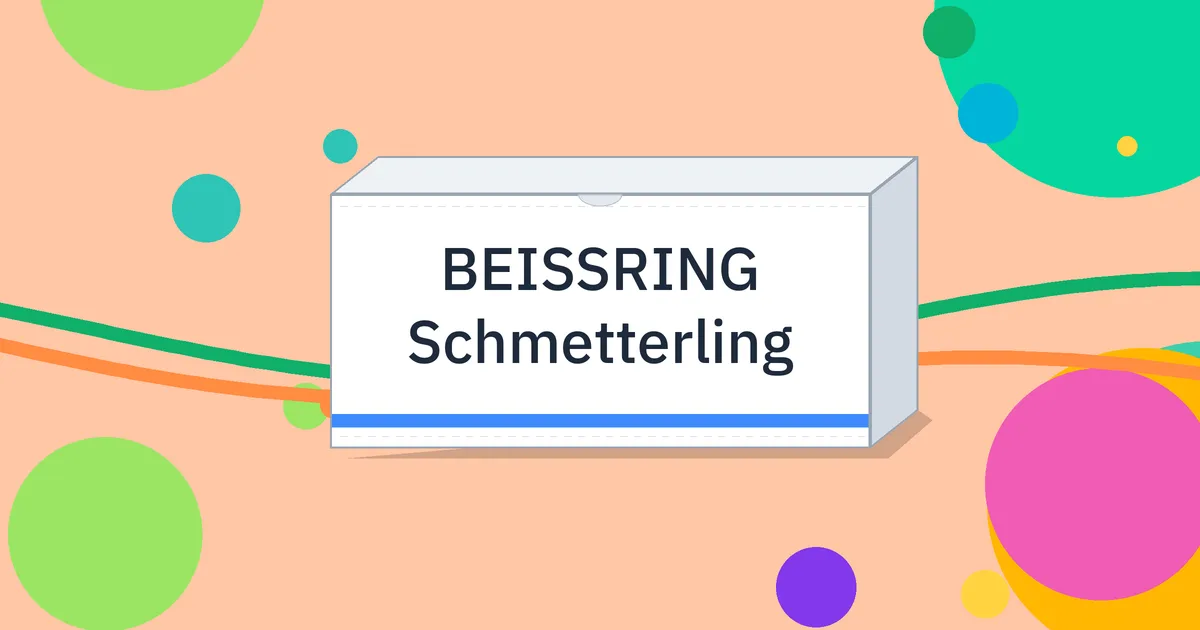 Symbolbild: Packung mit der Aufschrift BEISSRING Schmetterling (PZN 06944104) – Verfügbarkeit und Bezug in Apotheken in Frankfurt am Main