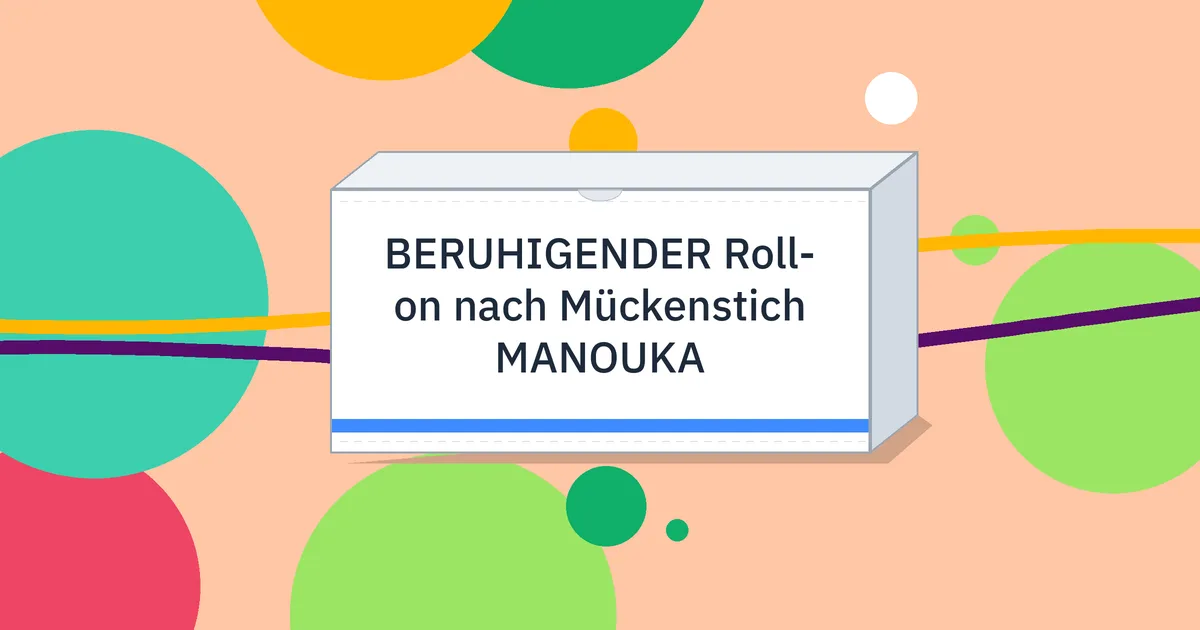 Symbolbild: Packung mit der Aufschrift BERUHIGENDER Roll-on nach Mückenstich MANOUKA (PZN 19438495) – Verfügbarkeit und Bezug in Apotheken in Frankfurt am Main