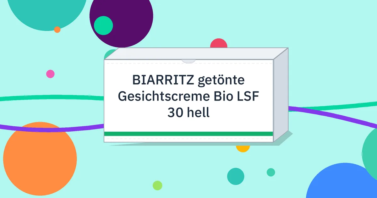 Symbolbild: Packung mit der Aufschrift BIARRITZ getönte Gesichtscreme Bio LSF 30 hell (PZN 20892650) – Verfügbarkeit und Bezug in Apotheken in Frankfurt am Main