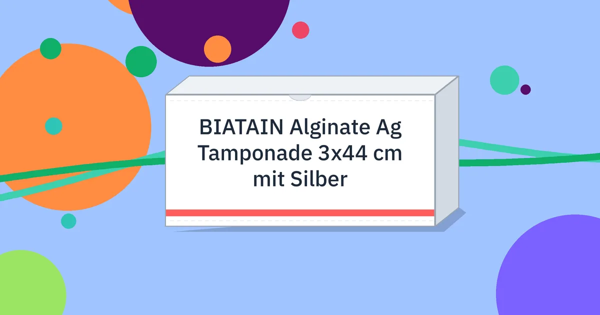 Symbolbild: Packung mit der Aufschrift BIATAIN Alginate Ag Tamponade 3x44 cm mit Silber (PZN 10781961) – Verfügbarkeit und Bezug in Apotheken in Frankfurt am Main