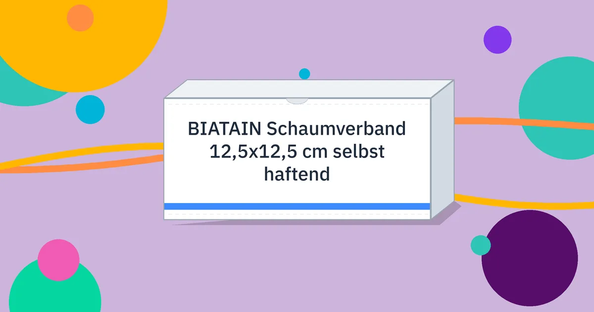 Symbolbild: Packung mit der Aufschrift BIATAIN Schaumverband 12,5x12,5 cm selbst haftend (PZN 17387049) – Verfügbarkeit und Bezug in Apotheken in Frankfurt am Main