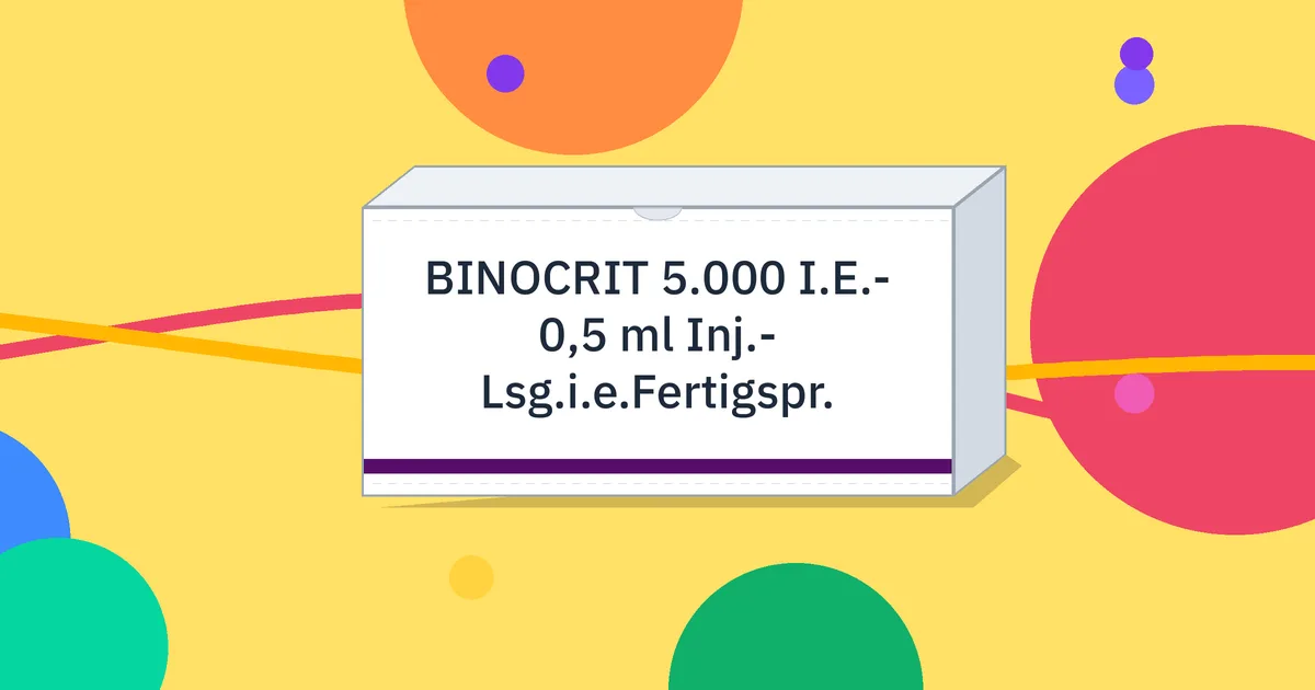 Symbolbild: Packung mit der Aufschrift BINOCRIT 5.000 I.E.-0,5 ml Inj.-Lsg.i.e.Fertigspr. (PZN 18214397) – Verfügbarkeit und Bezug in Apotheken in Frankfurt am Main