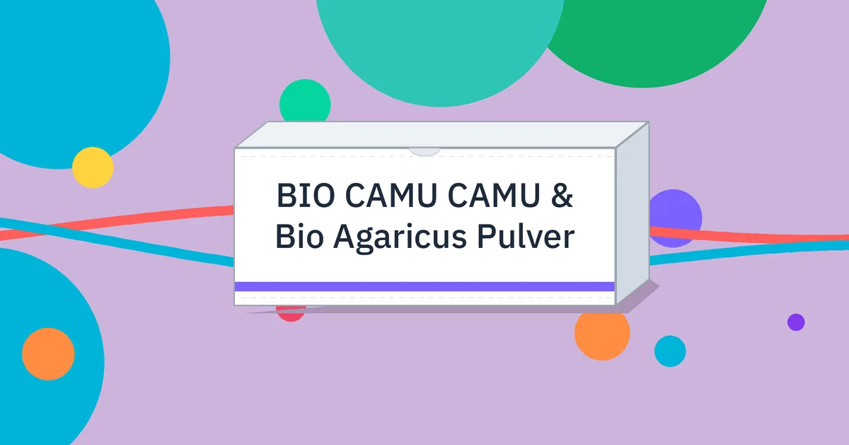 Symbolbild: Packung mit der Aufschrift BIO CAMU CAMU & Bio Agaricus Pulver (PZN 13350339) – Verfügbarkeit und Bezug in Apotheken in Frankfurt am Main