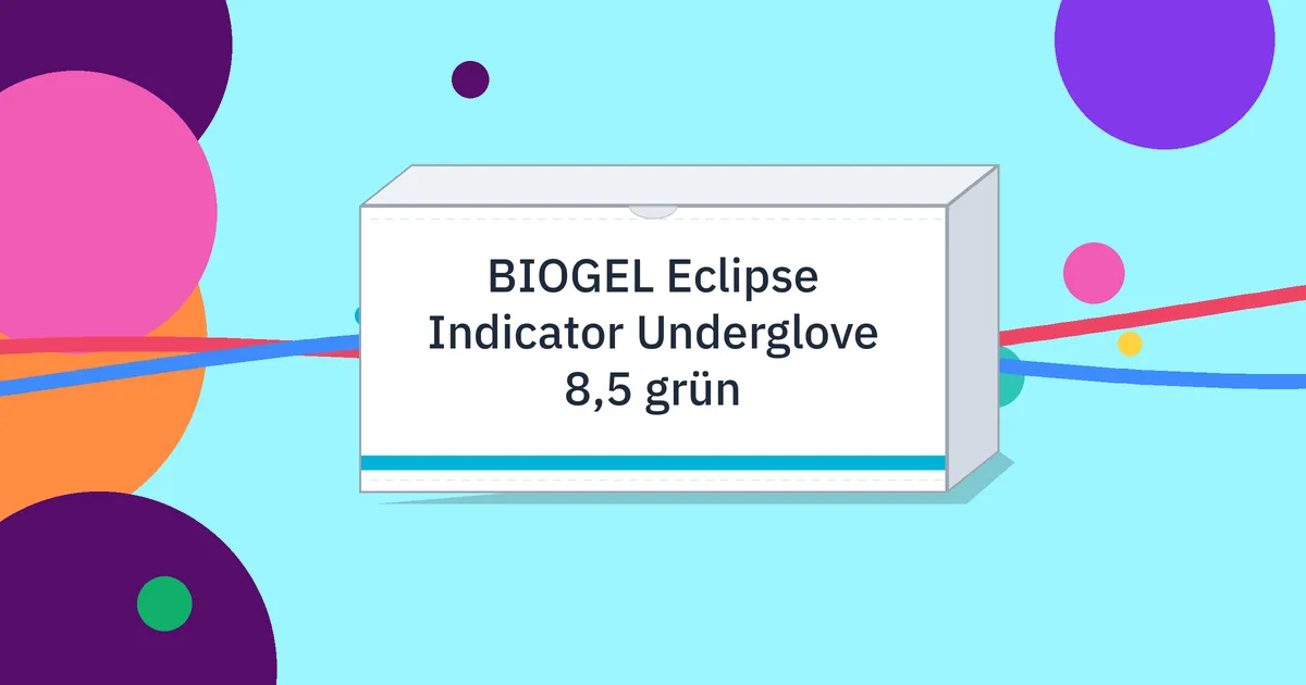 Symbolbild: Packung mit der Aufschrift BIOGEL Eclipse Indicator Underglove 8,5 grün (PZN 04701857) – Verfügbarkeit und Bezug in Apotheken in Frankfurt am Main