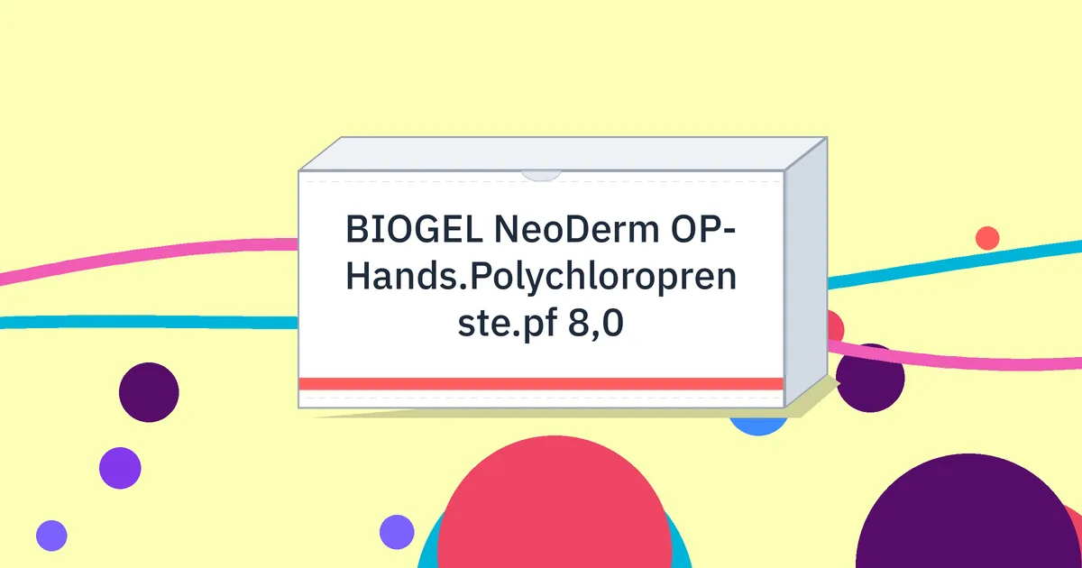 Symbolbild: Packung mit der Aufschrift BIOGEL NeoDerm OP-Hands.Polychloropren ste.pf 8,0 (PZN 04701946) – Verfügbarkeit und Bezug in Apotheken in Frankfurt am Main