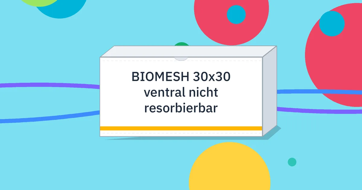 Symbolbild: Packung mit der Aufschrift BIOMESH 30x30 ventral nicht resorbierbar (PZN 19504855) – Verfügbarkeit und Bezug in Apotheken in Frankfurt am Main