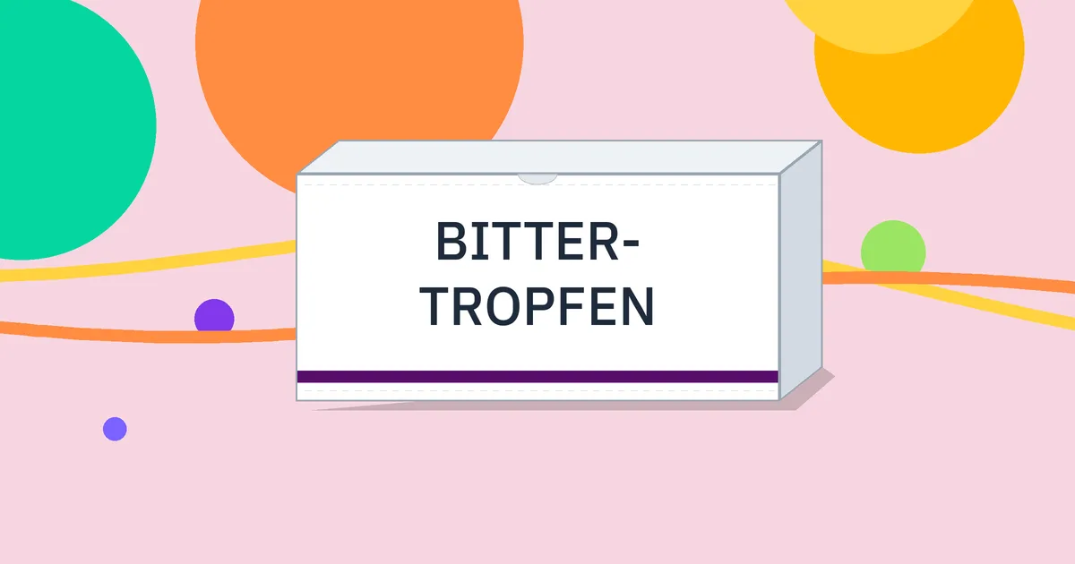 Symbolbild: Packung mit der Aufschrift BITTER-TROPFEN (PZN 19626038) – Verfügbarkeit und Bezug in Apotheken in Frankfurt am Main